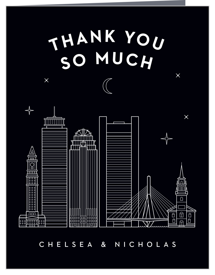 Boston Skyline Wedding Thank You Cards by Basic Invite