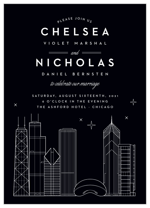 Chicago Wedding Invitations - Match Your Color & Style Free!