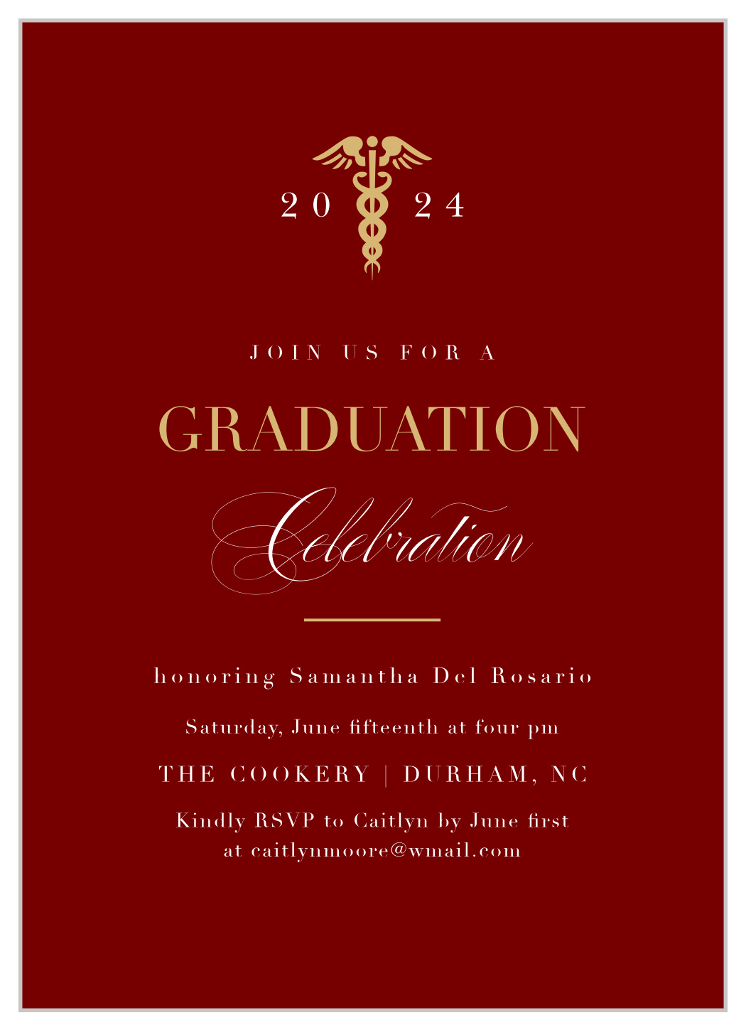 Classic Medical Graduation Invitations by Basic Invite