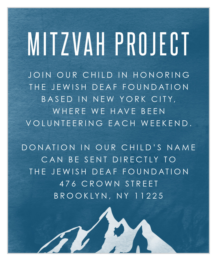 Ski Mountain Bar Mitzvah Project Cards by Basic Invite