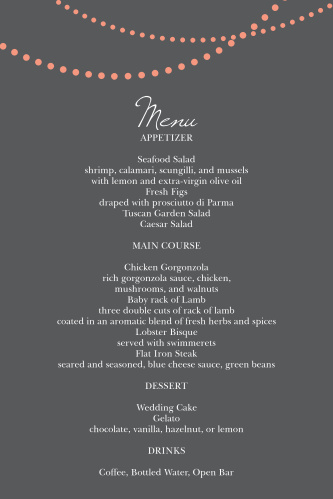 Country Wedding Menus - Match Your Color & Style Free!