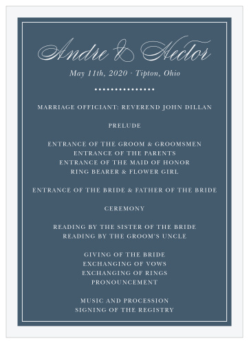 Wedding Programs | Match Your Colors & Style Free! - Basic Invite