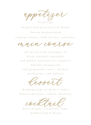 Wedding Menus | Design Your Menu Instantly Online! - Basic Invite