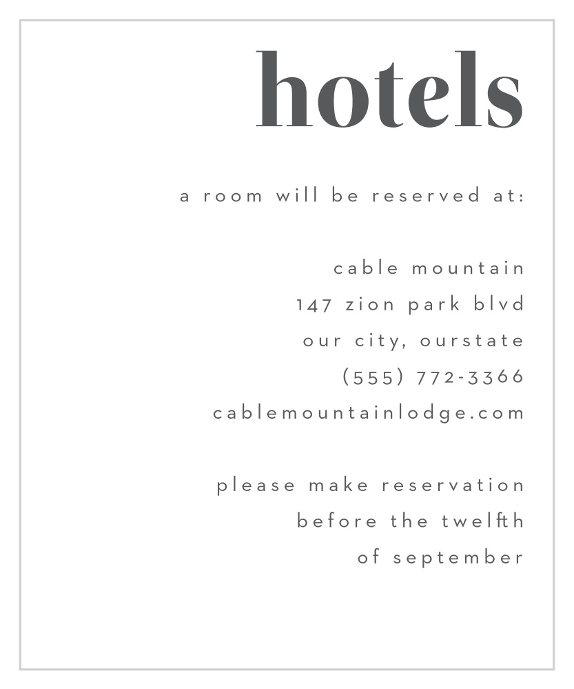 Bold Date Accommodation Cards by Basic Invite