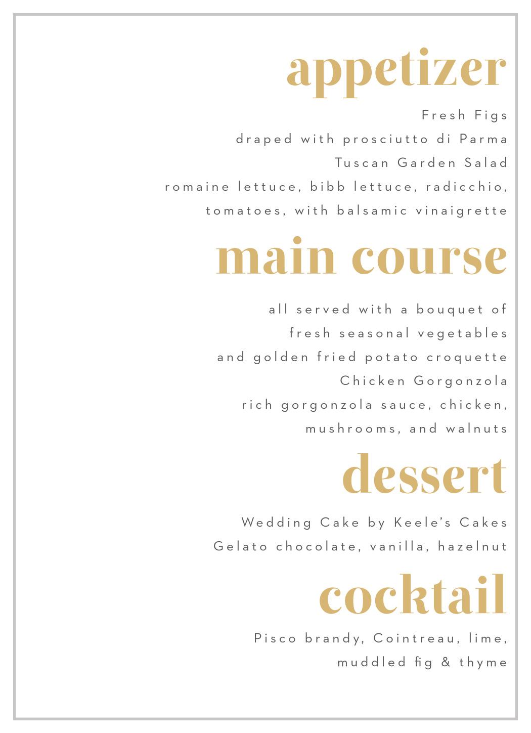 Bold Date Wedding Menus by Basic Invite