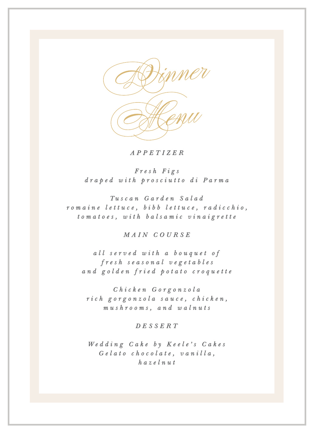 Simple Border Wedding Menus by Basic Invite