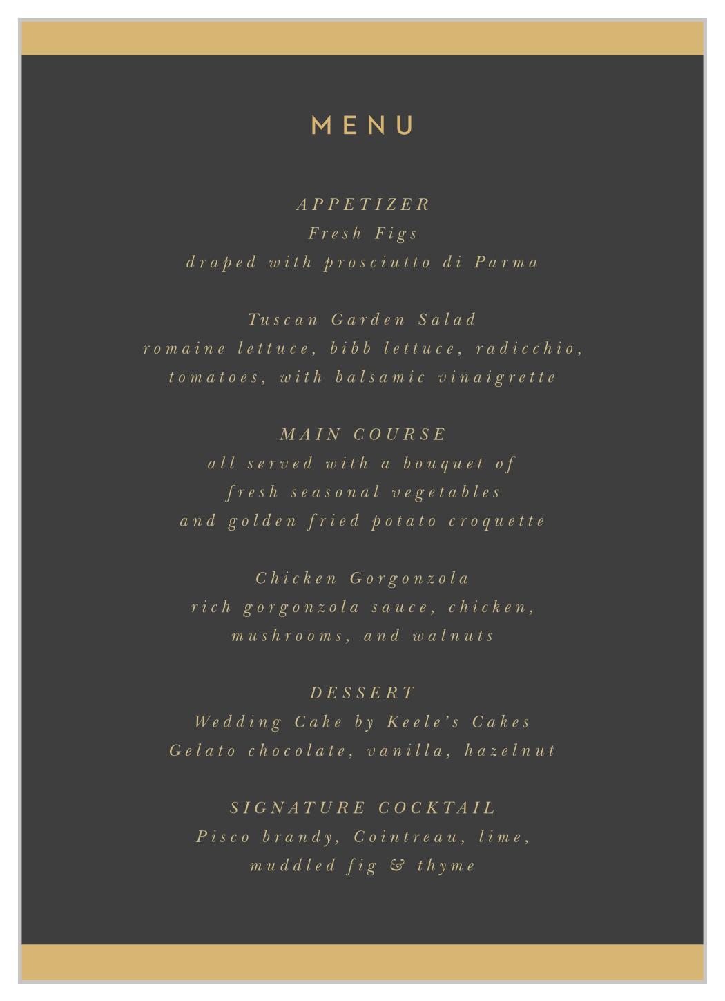 Minimal Band Wedding Menus by Basic Invite