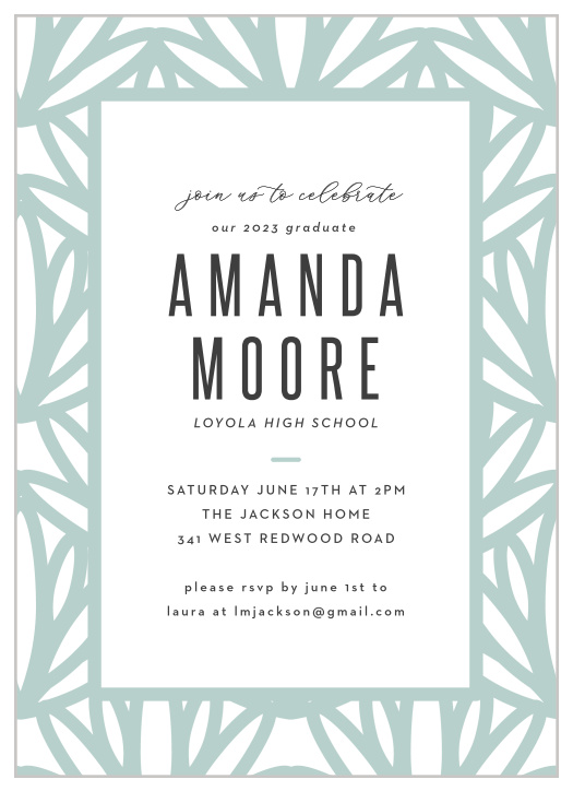 Mint Leaves Graduation Thank You Cards by Basic Invite