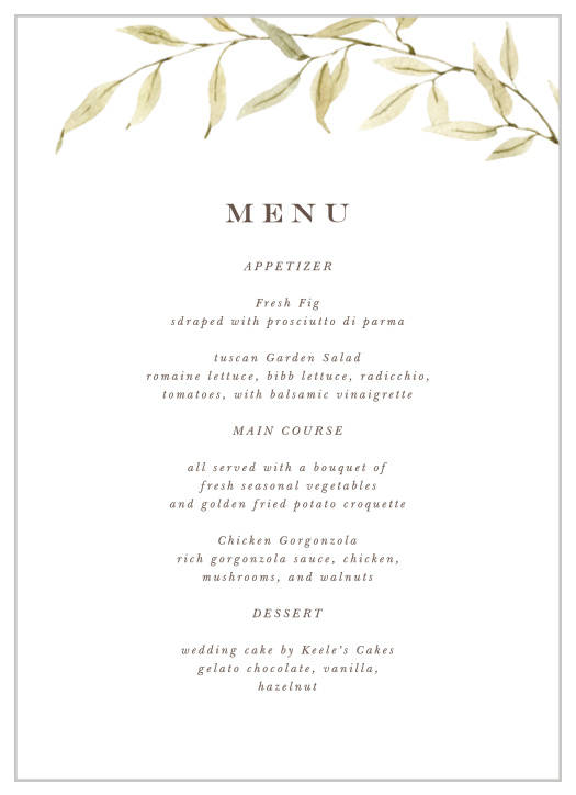 Wedding Menus | Design Your Menu Instantly Online! - Basic Invite