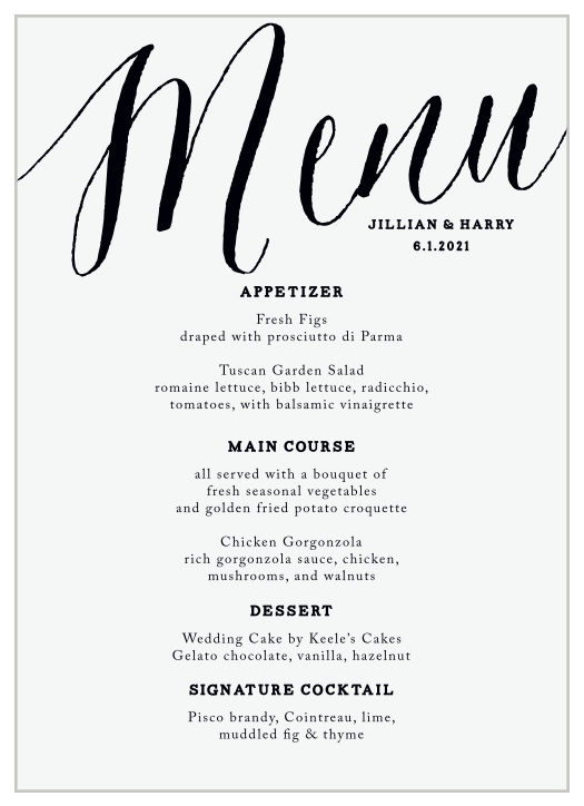 Wedding Menus | Design Your Menu Cards Instantly Online!