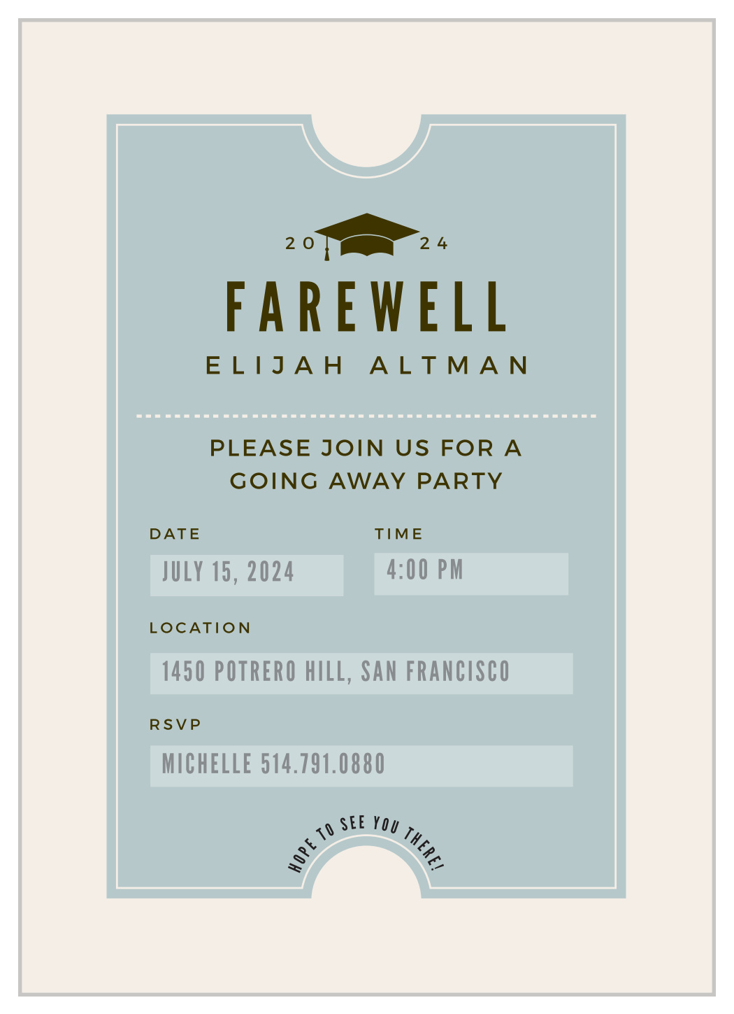 Farewell Ticket Graduation Invitations by Basic Invite