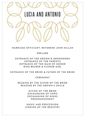 Traditional Wedding Programs - Match Your Color & Style Free!