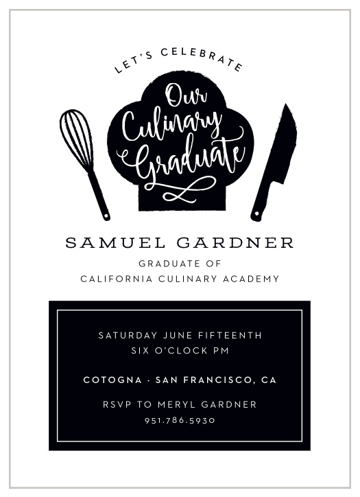 Culinary Graduation Announcements & Invitations - Match Your Color ...