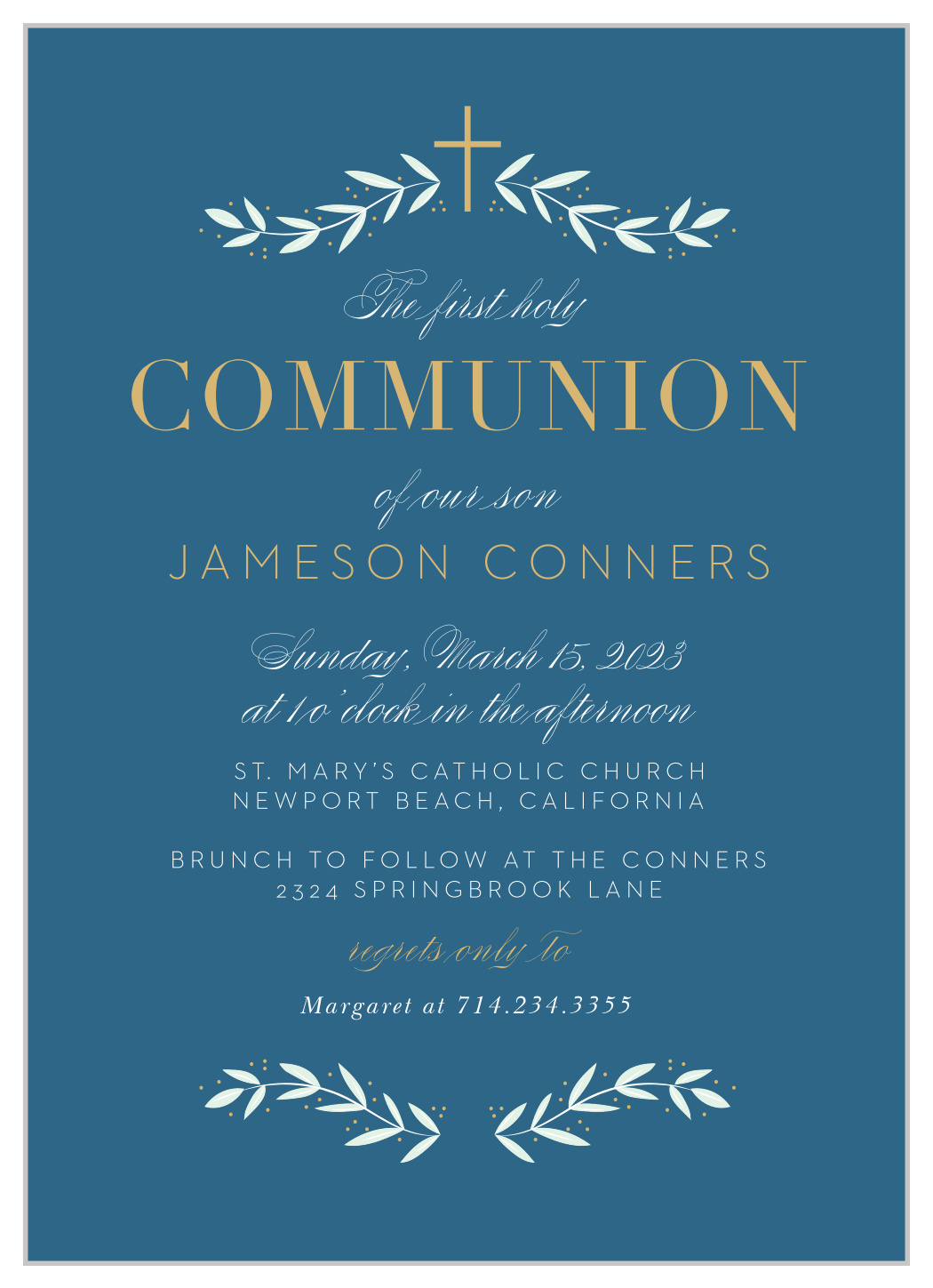 Delicate Branches Communion Invitations by Basic Invite