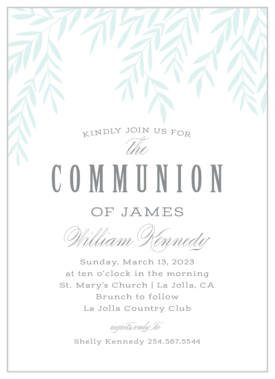 Soft Willow Communion Invitations by Basic Invite