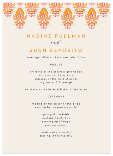 Damask Sides Wedding Menus by Basic Invite