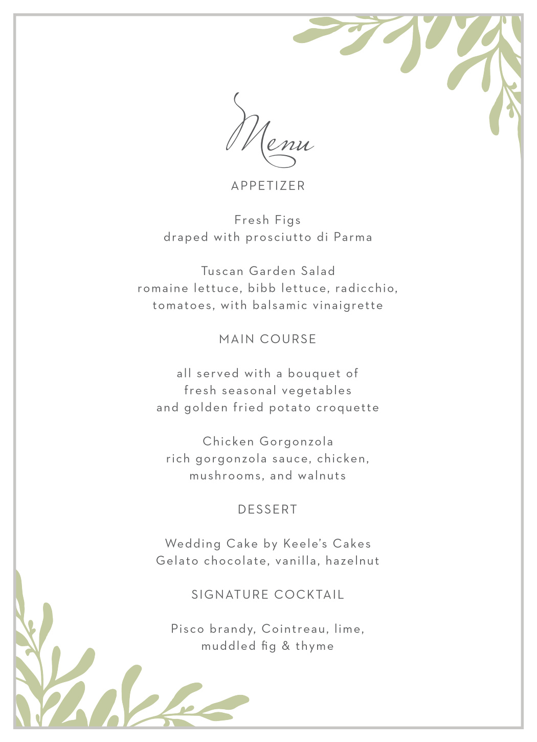 Fern Flock Wedding Menus by Basic Invite