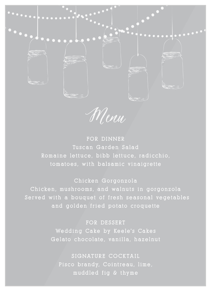 Lantern Lights Clear Wedding Menus by Basic Invite