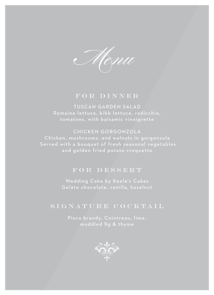 Scripted Elegance Clear Wedding Menus by Basic Invite