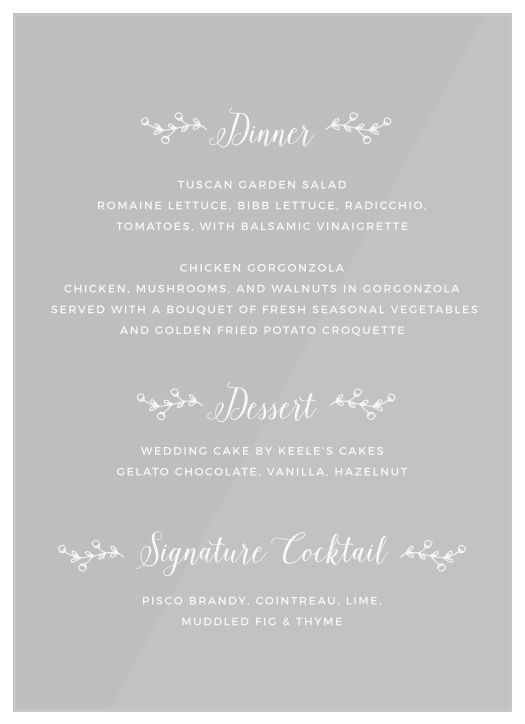 Rustic Wedding Menus - Match Your Color & Style Free!