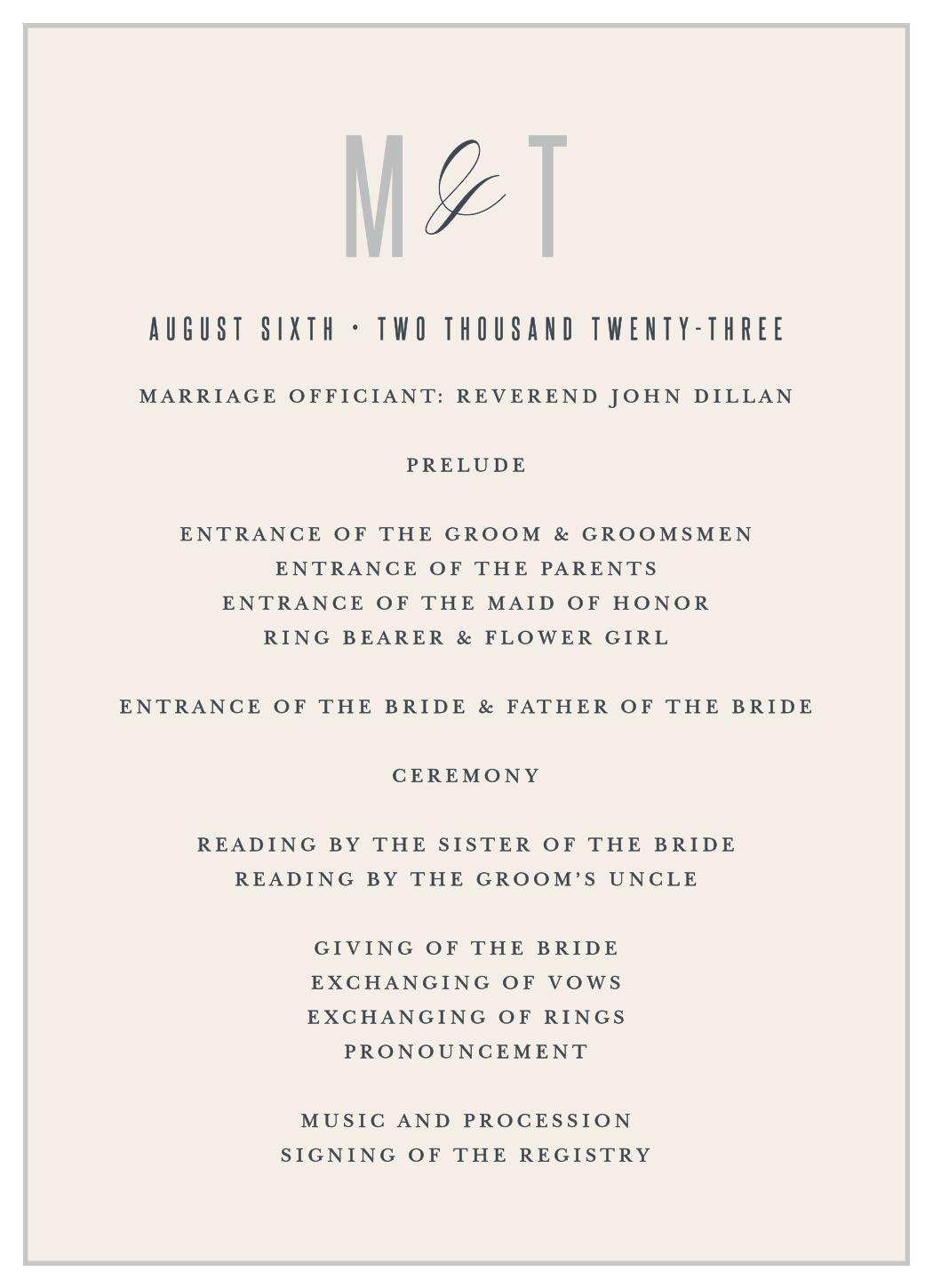 Traditionally Formal Wedding Programs by Basic Invite