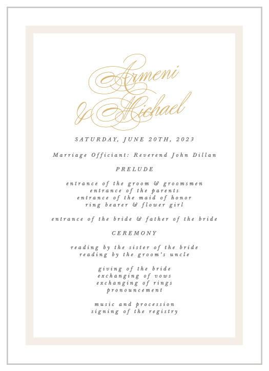 Simple Border Wedding Menus by Basic Invite
