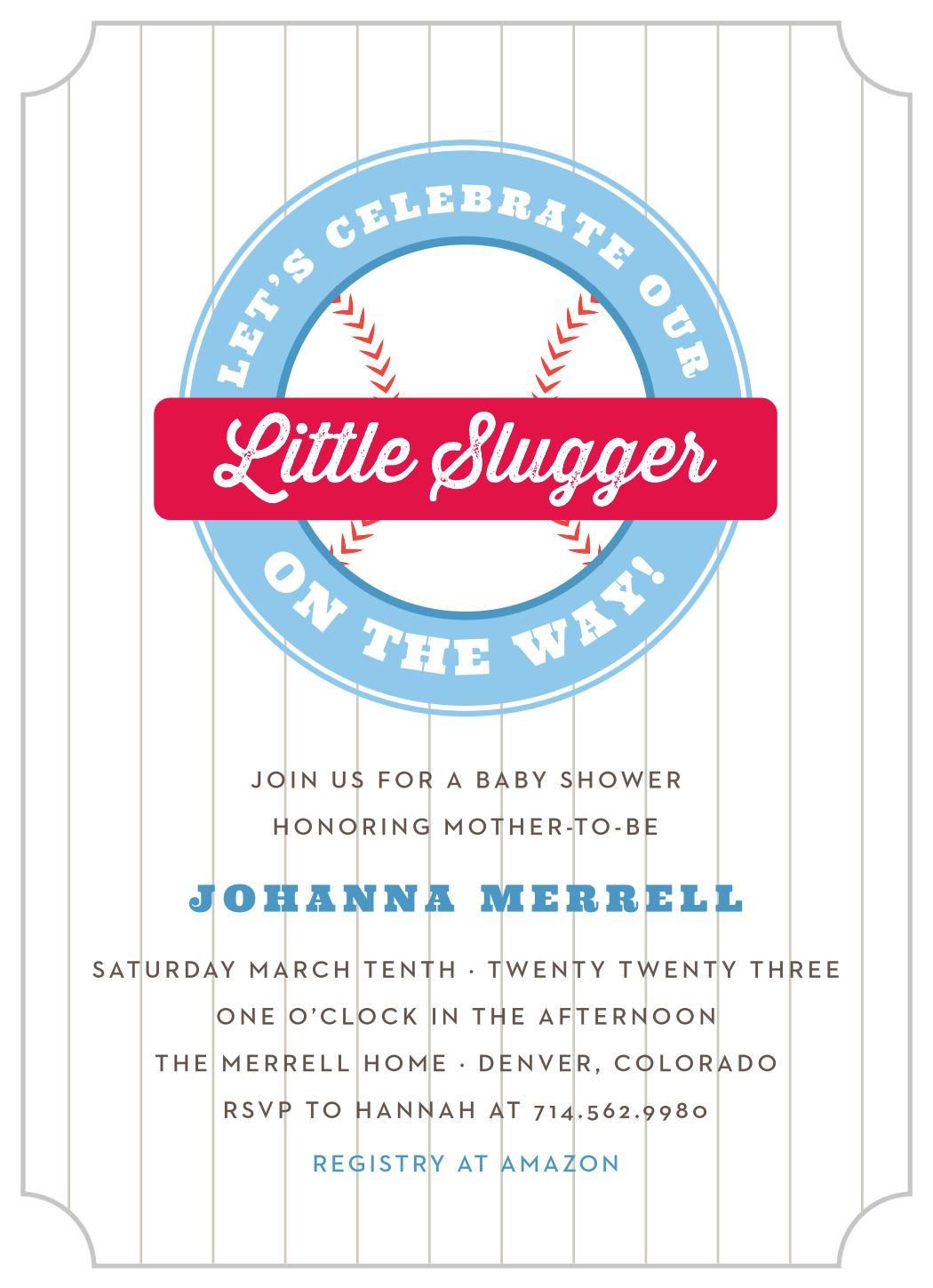 Little Slugger Baby Shower Invitations by Basic Invite