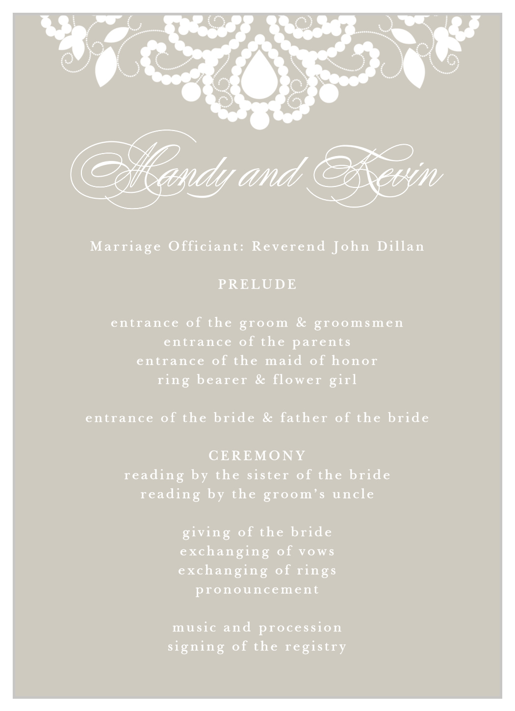 Old Fashioned Charm Wedding Programs by Basic Invite