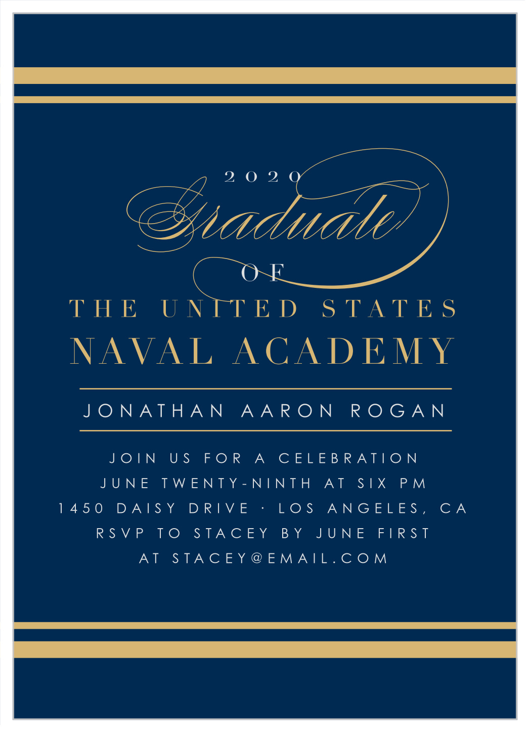 Navy Graduate Graduation Invitation by Basic Invite