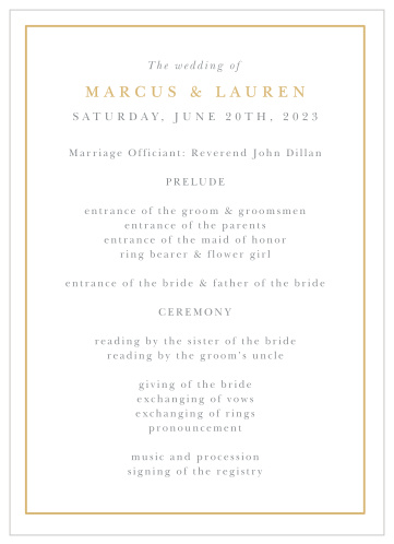 Completely Centered Wedding Menus by Basic Invite