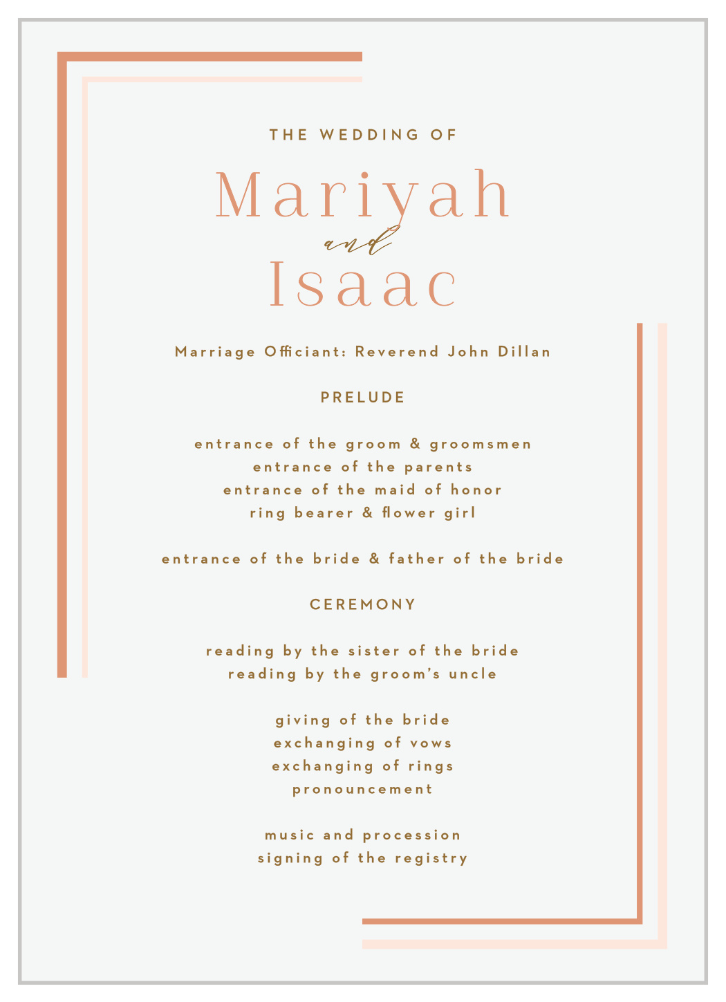 Clean Lines Wedding Programs by Basic Invite