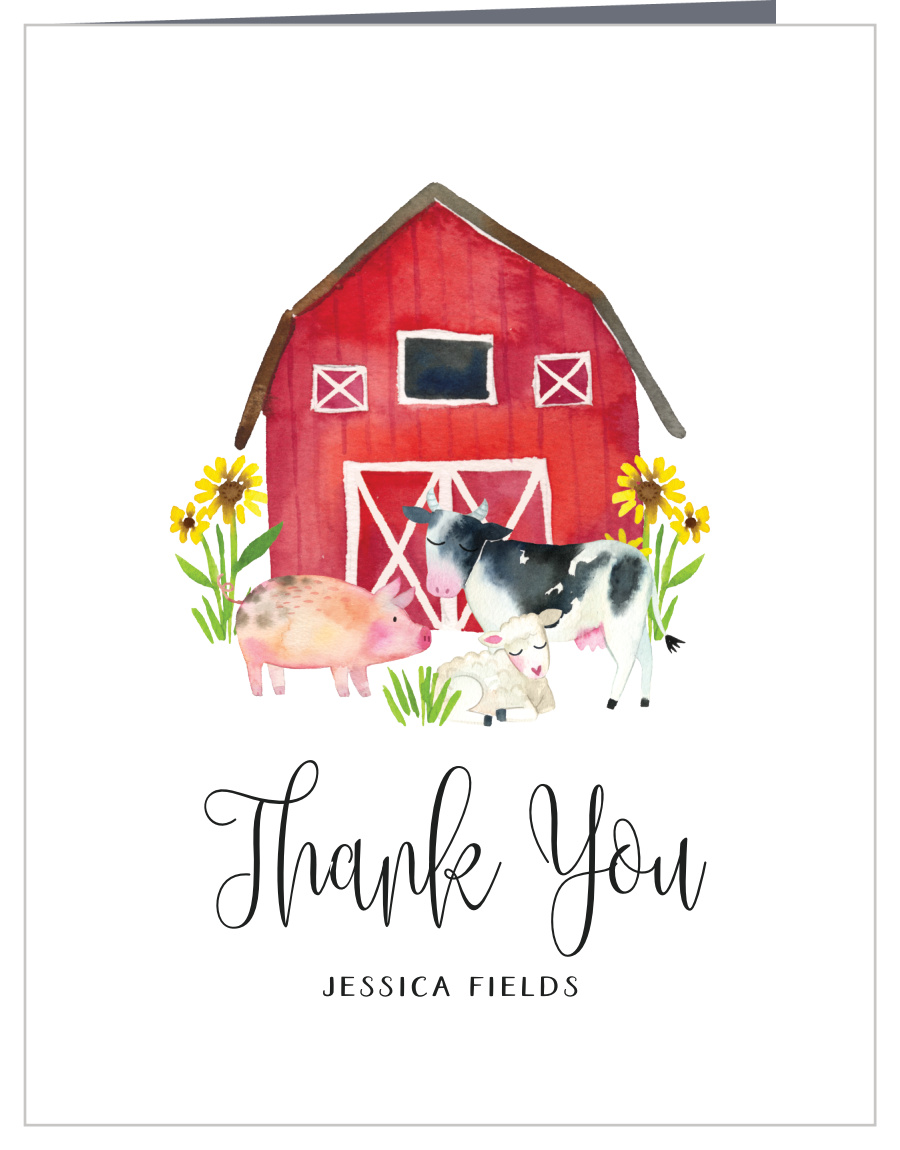 Friendly Farm Baby Shower Thank You Cards by Basic Invite