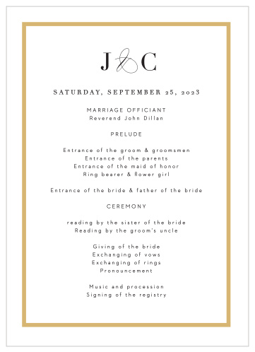 Classic Frame Wedding Programs by Basic Invite