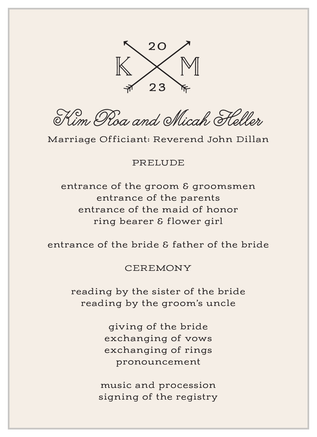 Overlapping Arrows Wedding Programs by Basic Invite