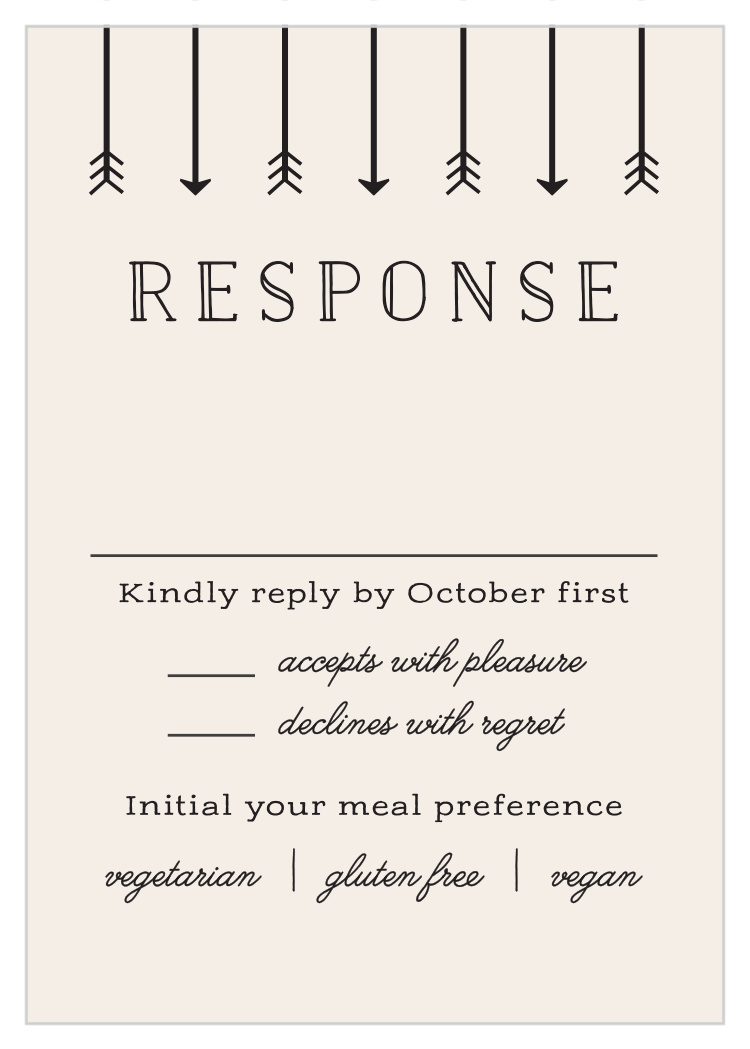 Overlapping Arrows Response Cards by Basic Invite