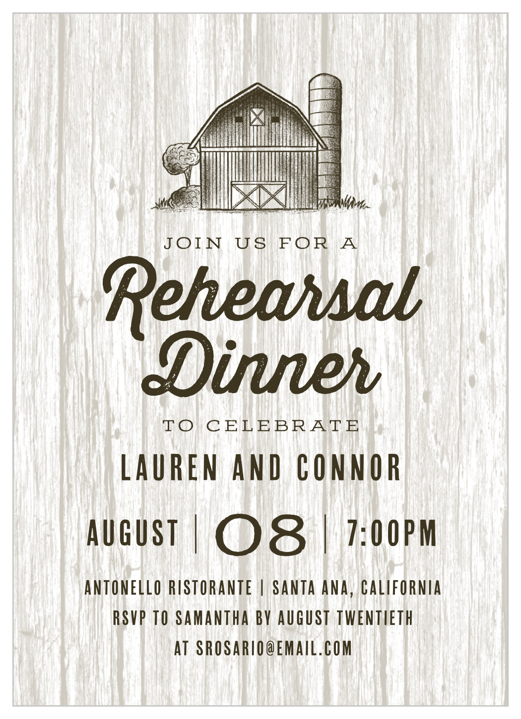Rustic Farm Rehearsal Dinner Invitations by Basic Invite