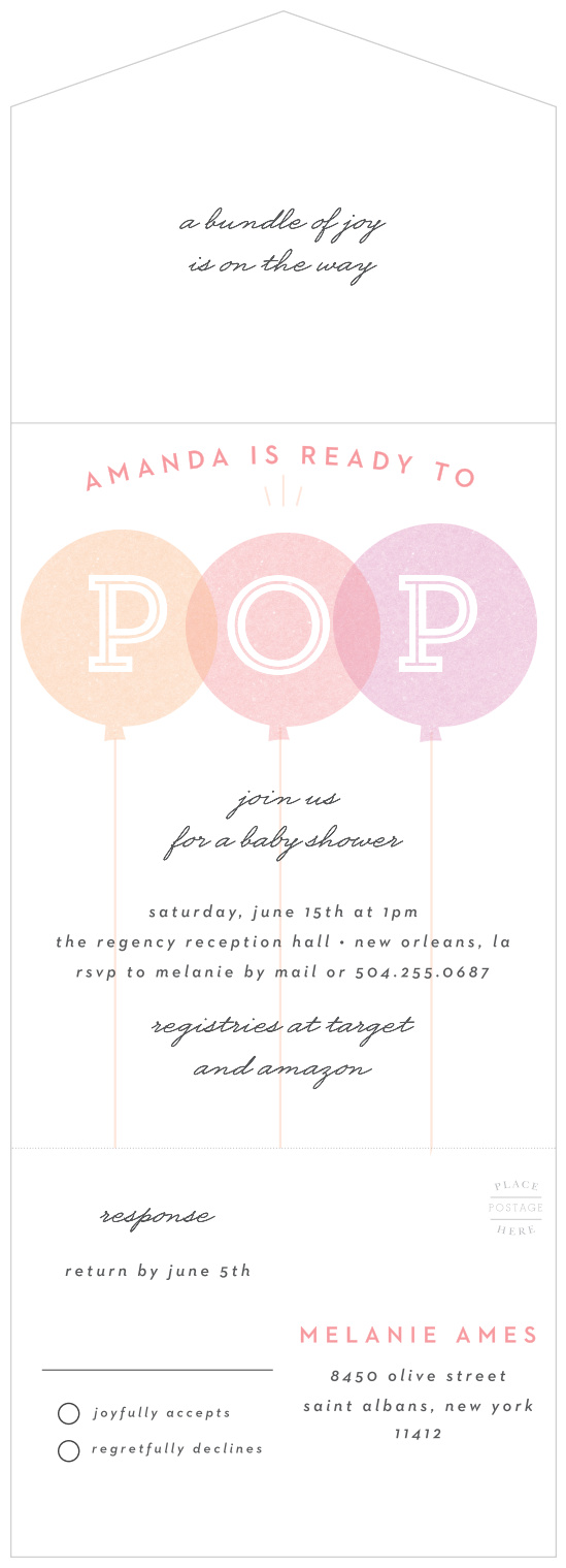 Seal And Send Baby Shower Invitations - Match Your Color & Style Free!