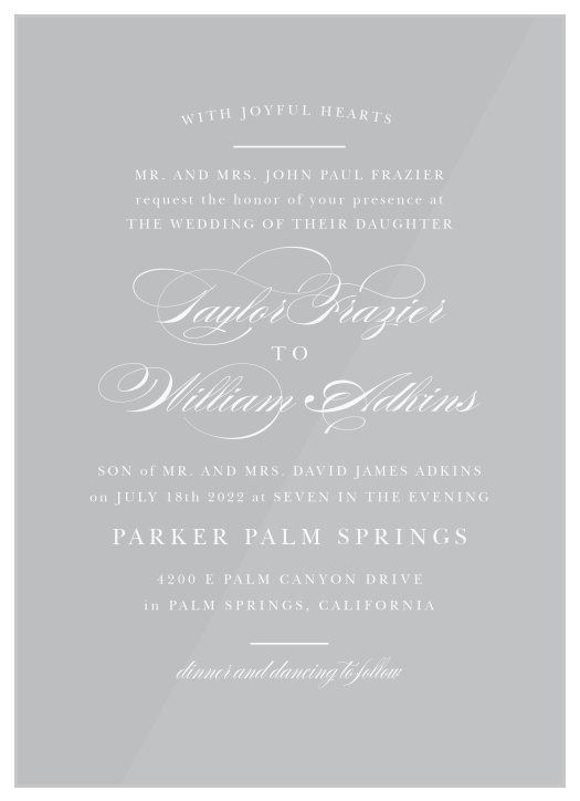 Clear Wedding Invitations, Transparent Wedding Invitations - Basic Invite