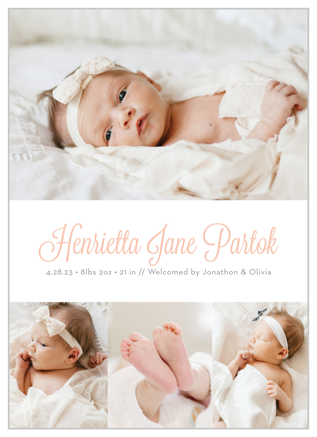 Front & Centered Birth Announcements by Basic Invite