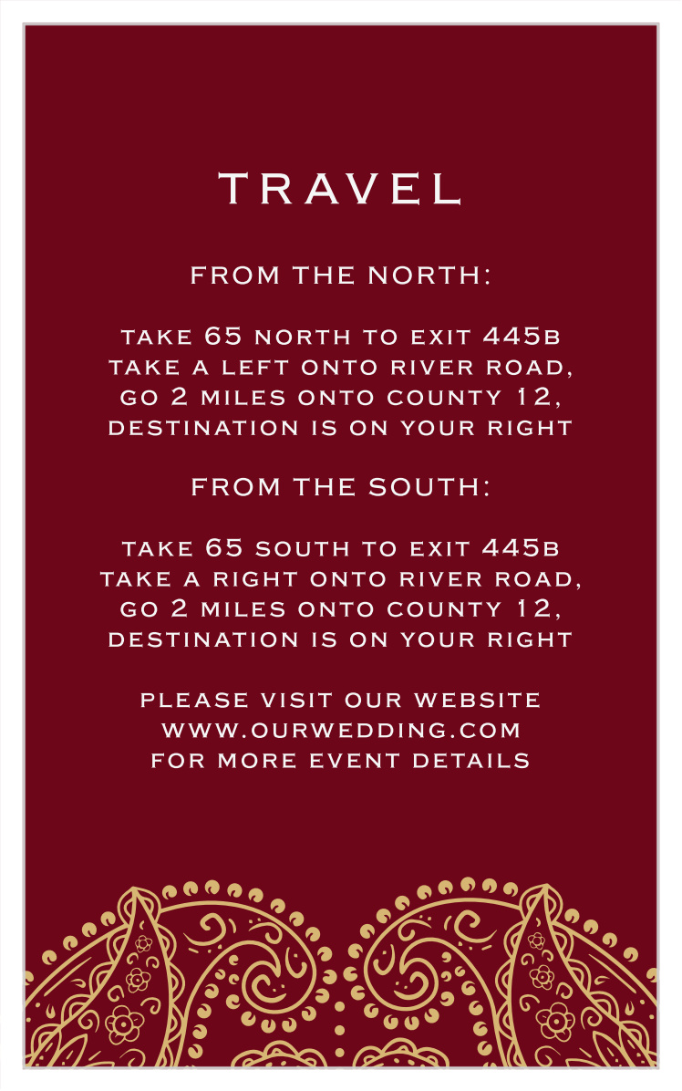 Precious Paisley Direction Cards by Basic Invite
