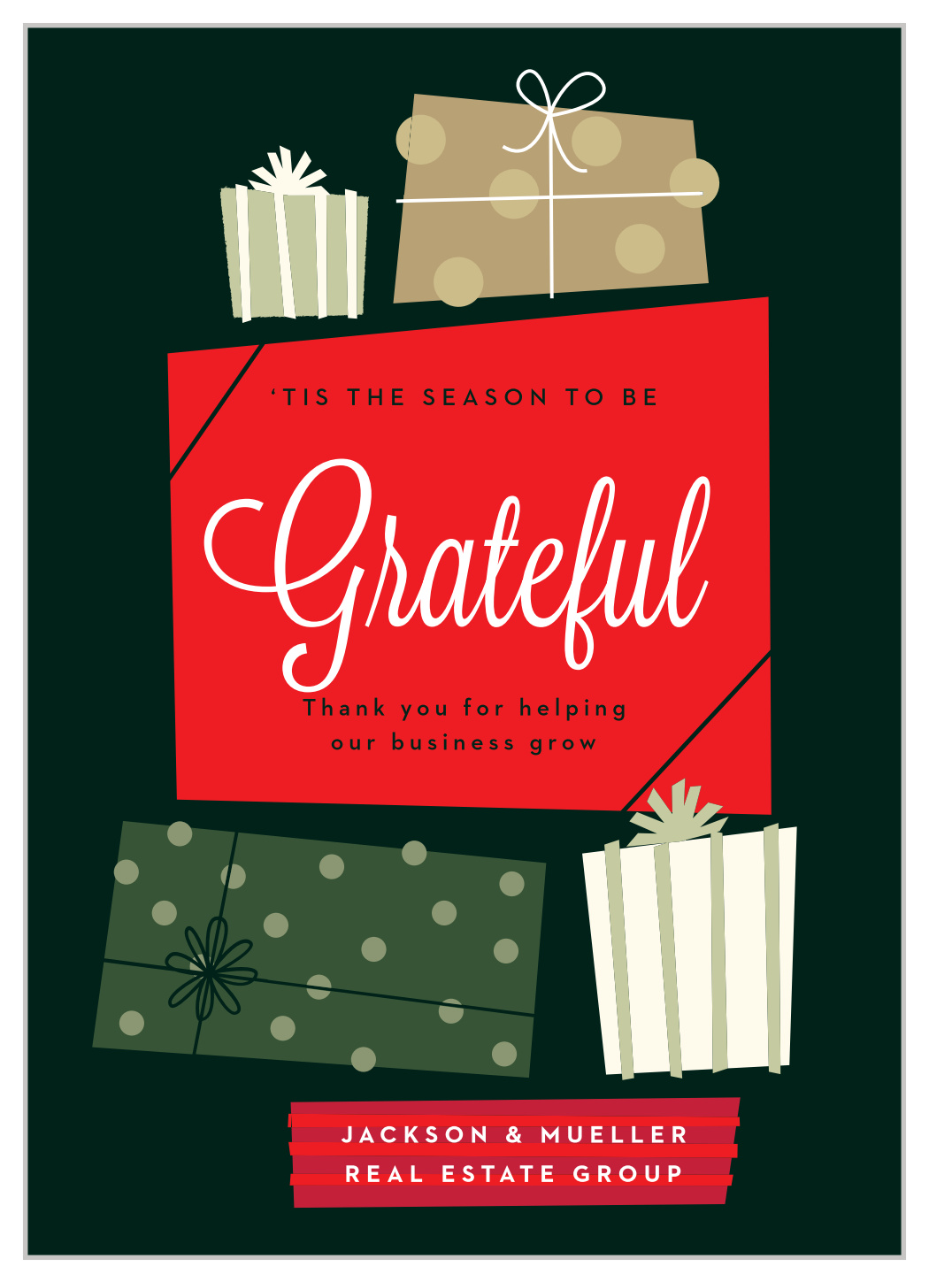 Present Stack Corporate Holiday Cards by Basic Invite