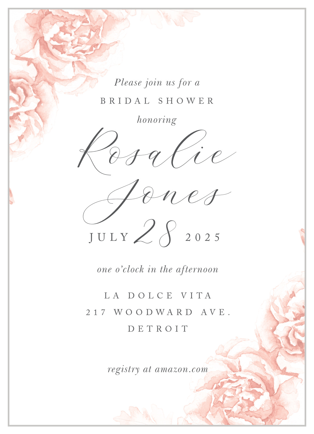 Bride Roses Border Invitation