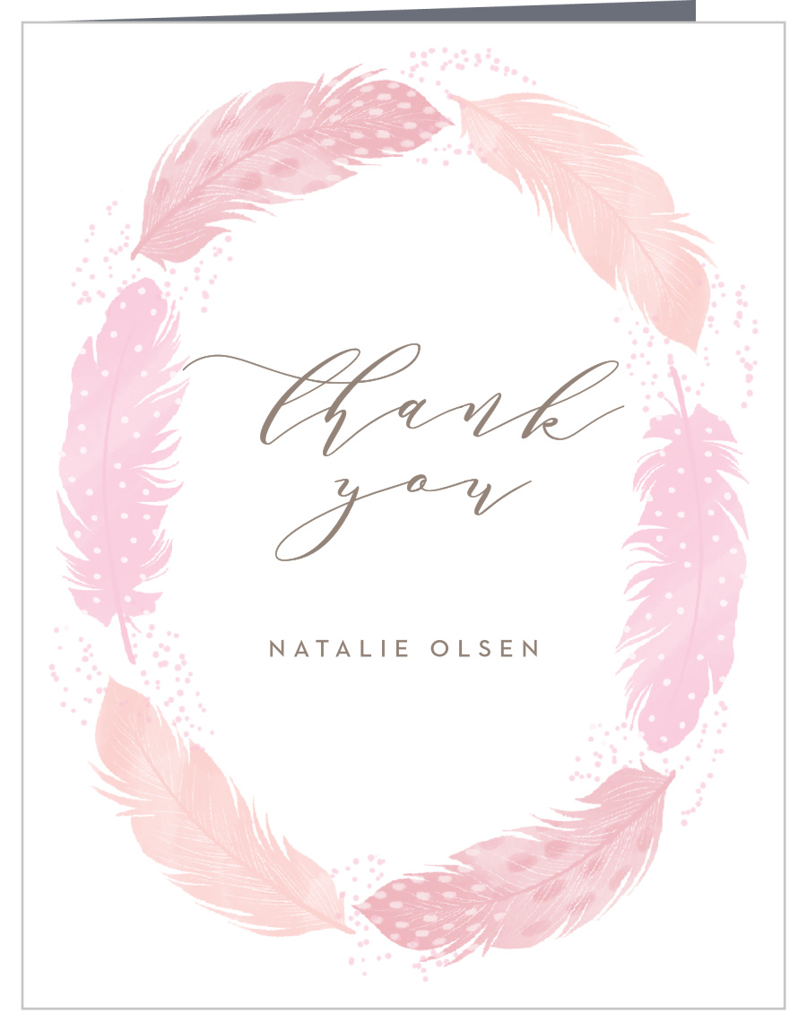 Feather Frame Bridal Shower Thank You Cards by Basic Invite