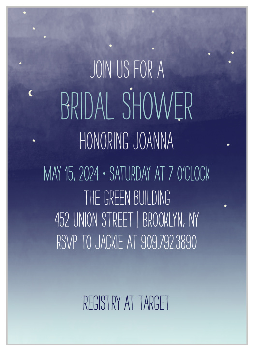 Starry Night Bridal Shower Invitations - Match Your Color & Style Free!
