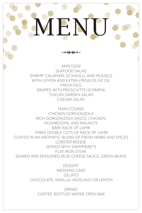 The Glamorous Confetti Wedding Program