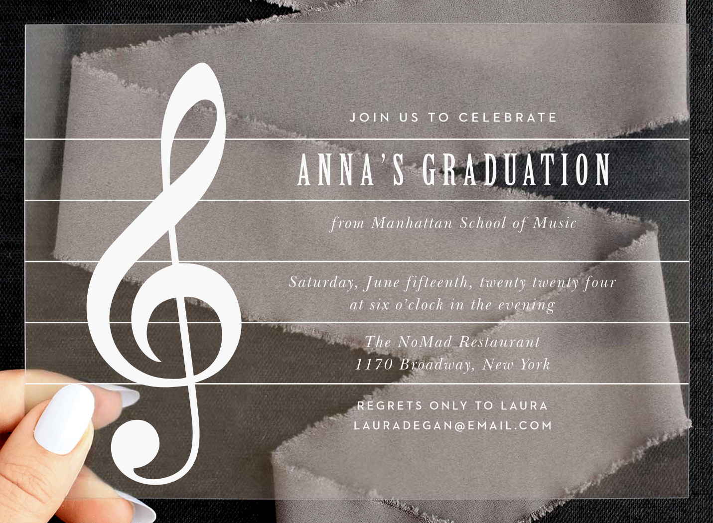 Musical Grad Clear Graduation Invitations