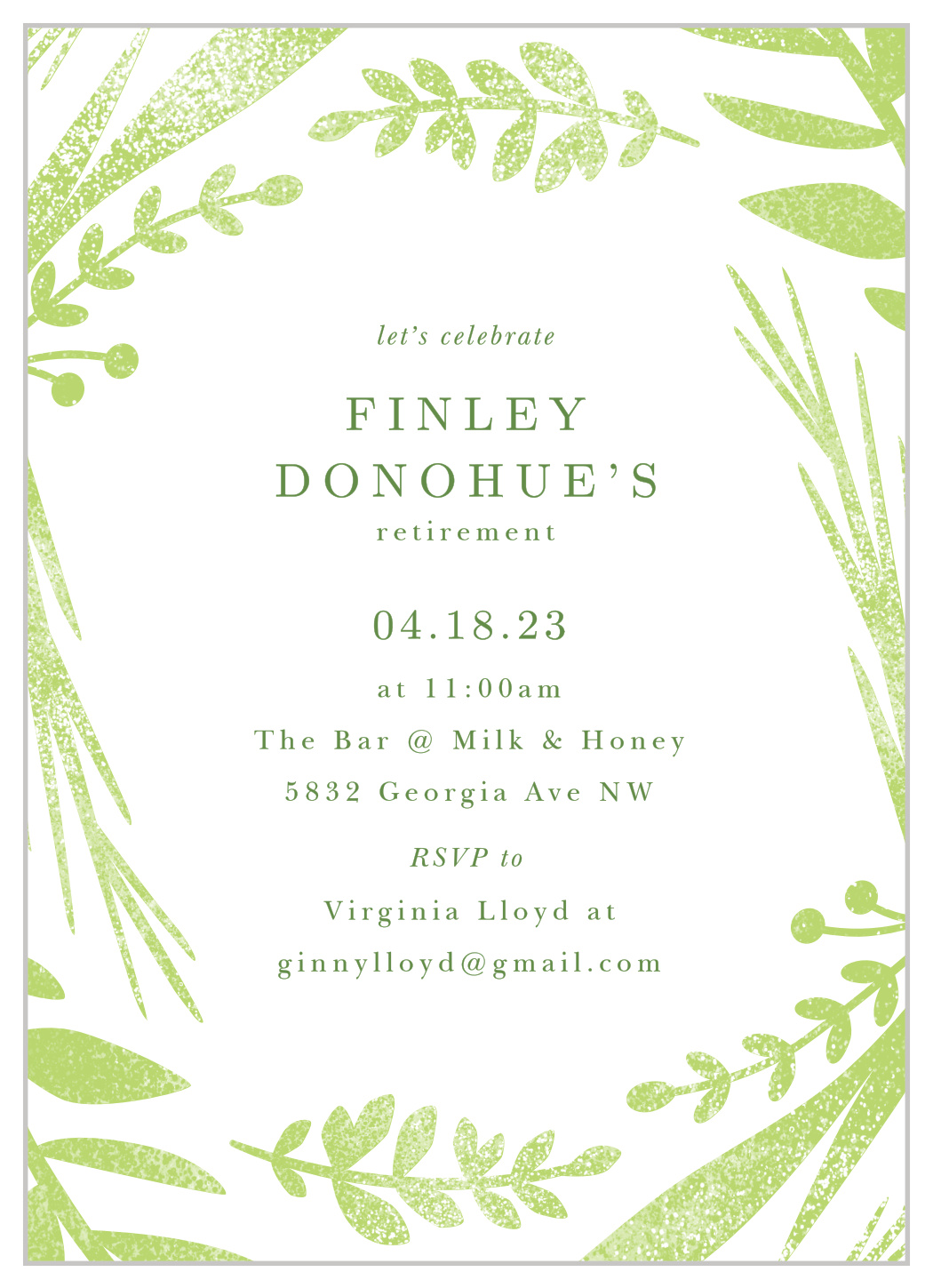 Sweet Leaf Retirement Invitations by BasicInvite.com