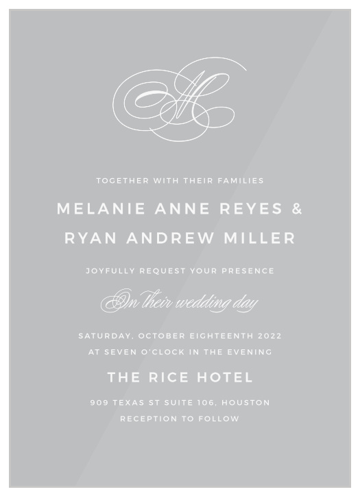 Clear Wedding Invitations, Transparent Wedding Invitations - Basic Invite