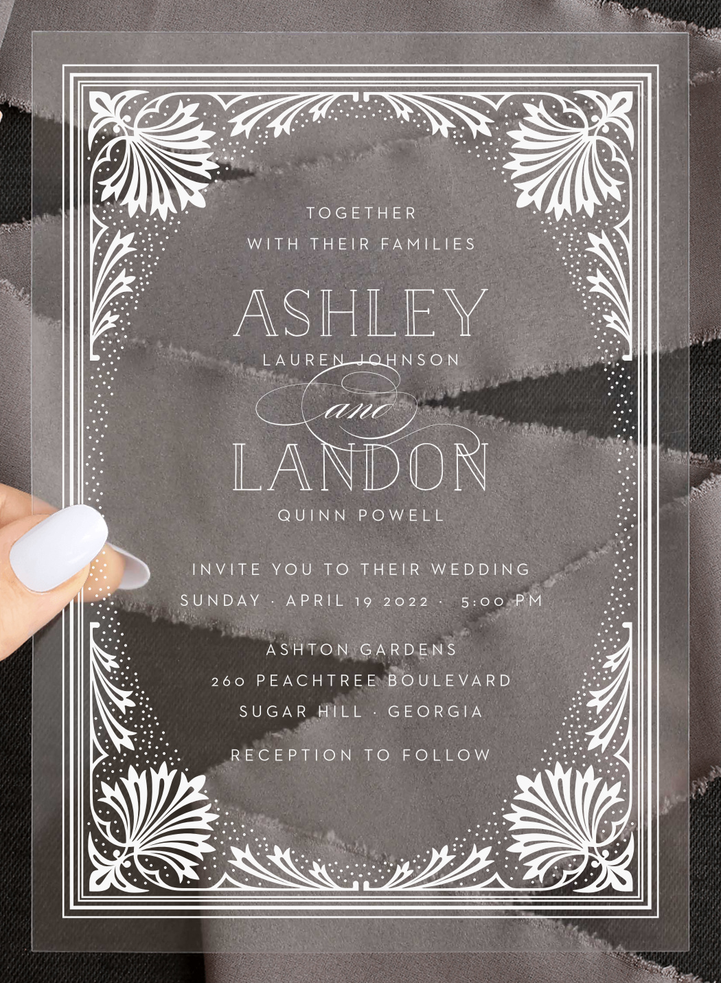 Filigree Frame Clear Wedding Invitations by Basic Invite