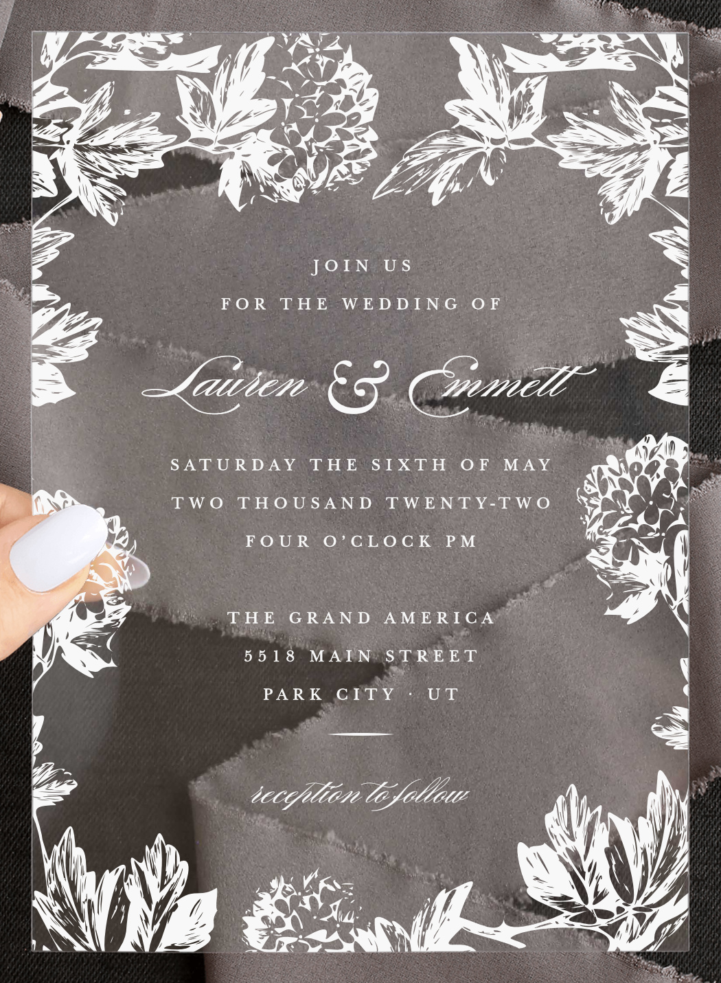 Hydrangea Frame Clear Wedding Invitations by Basic Invite